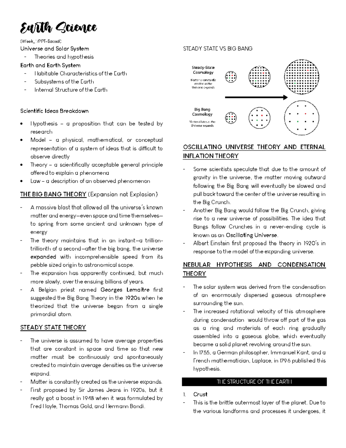 Earth-Science - ####### (Week_1/PPT-Based) Universe and Solar System ...