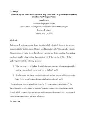 Research Methodologies Assignment 1 - Assignment One Laura Lamarre ...