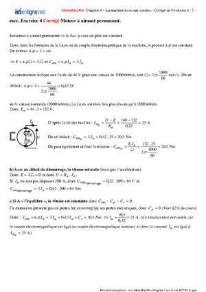 Exercices machine courant continu - 15 exercices corrigés d’Electrotechnique sur la machine à ...