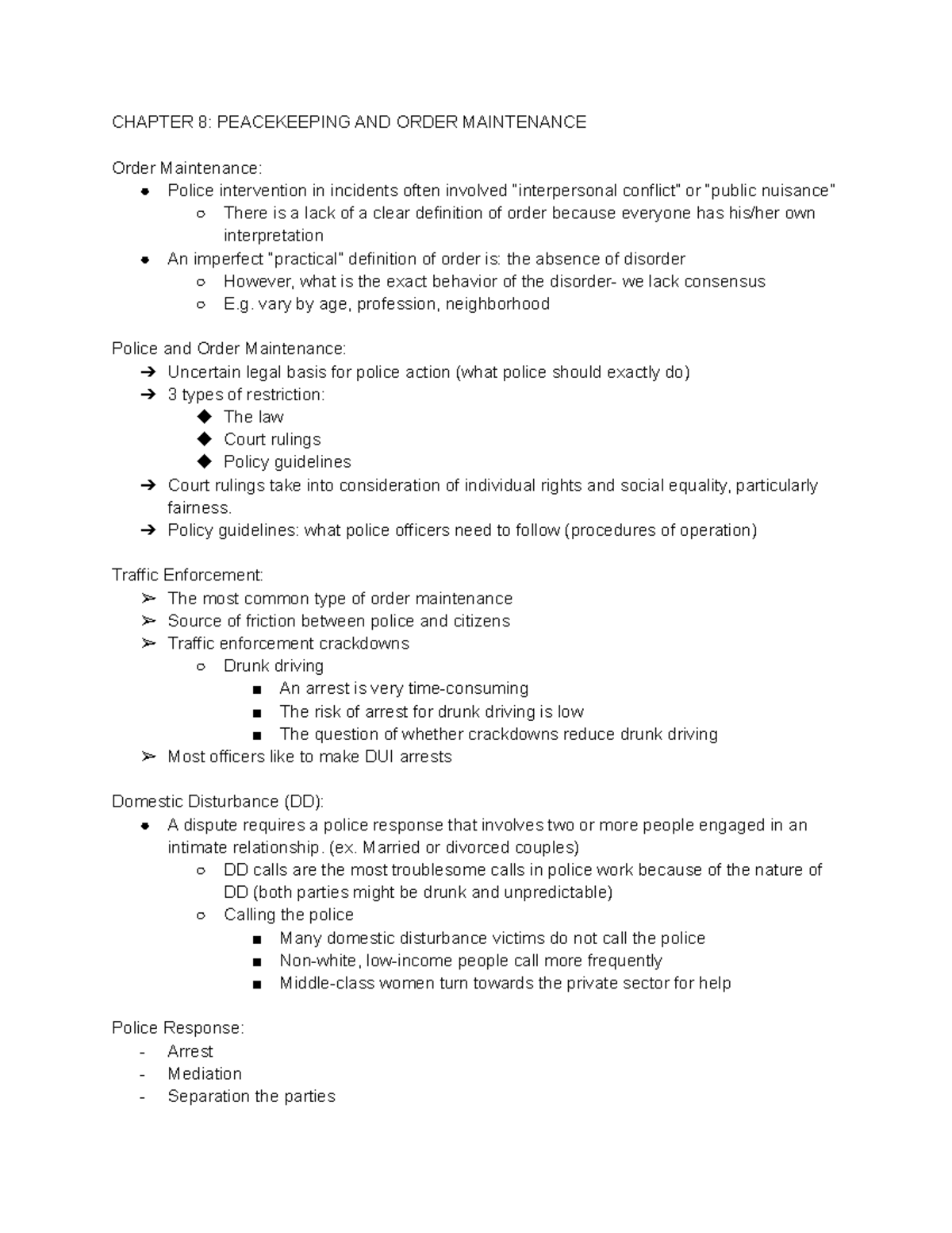 Police CH 8 - Professor Jason Ingram - CHAPTER 8: PEACEKEEPING AND ...