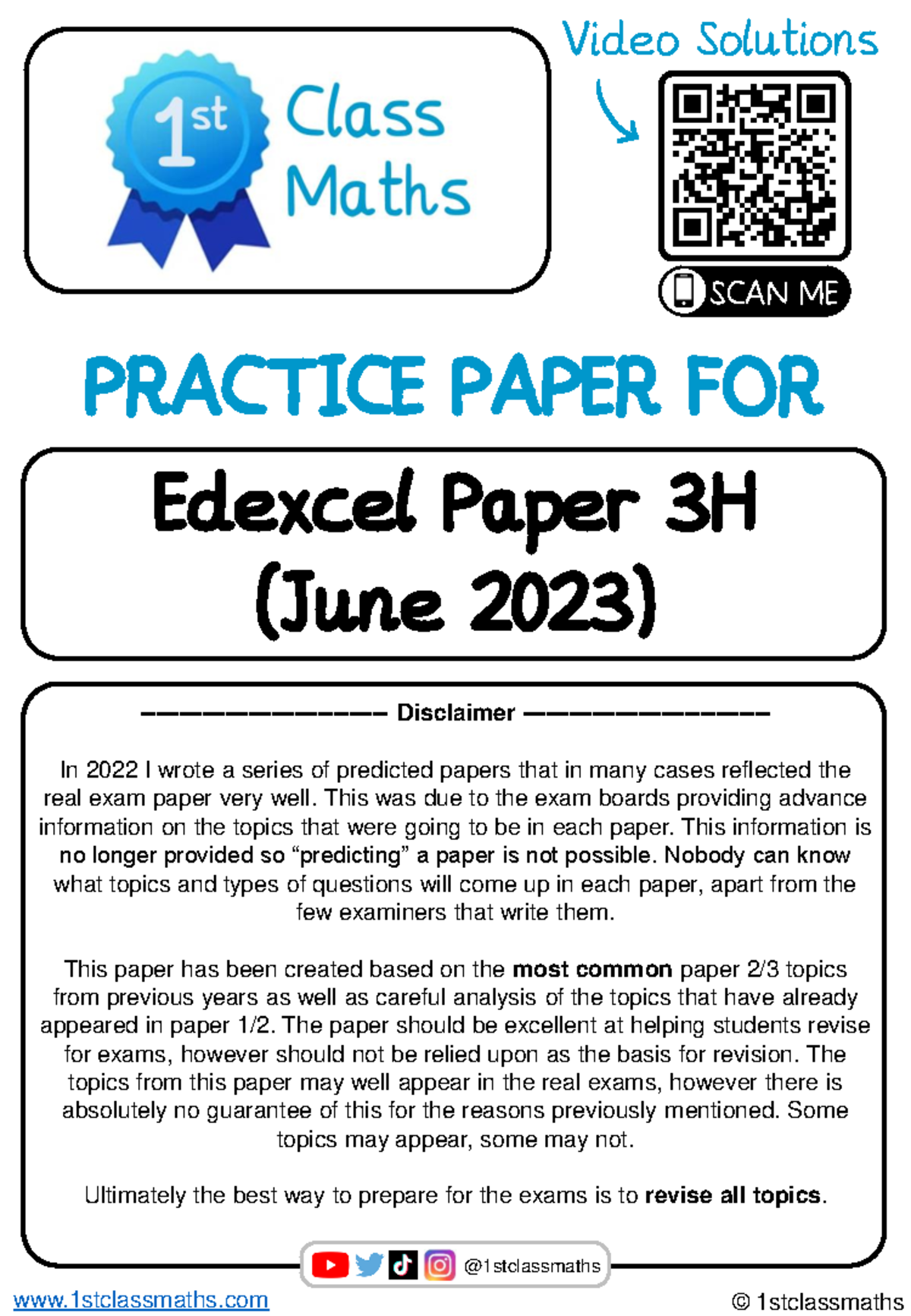 J23 3H Complete - math stuff yes math - (June 2023) Edexcel Paper 3H ...