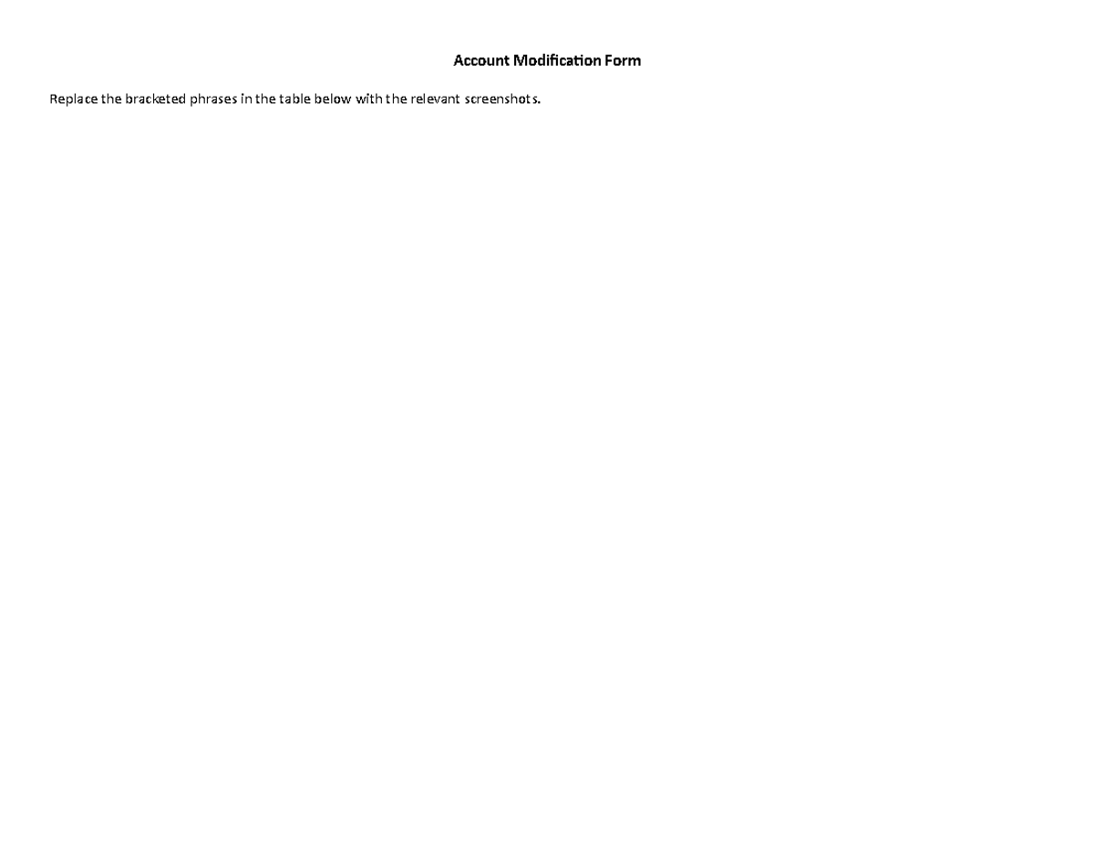 CYB 230 Account Modification Form - Account Modification Form Replace ...