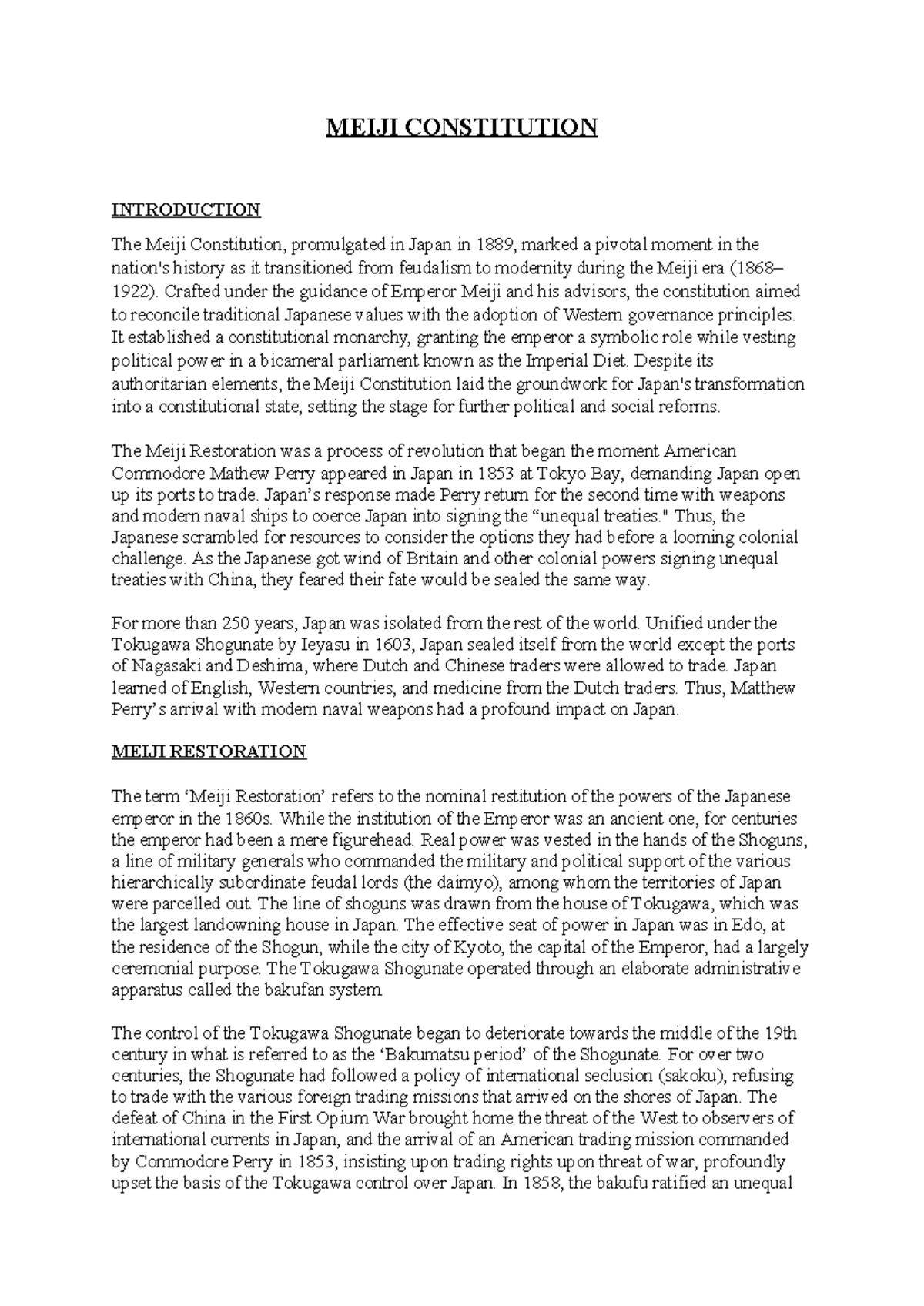 Meiji Constitution - Crafted under the guidance of Emperor Meiji and ...