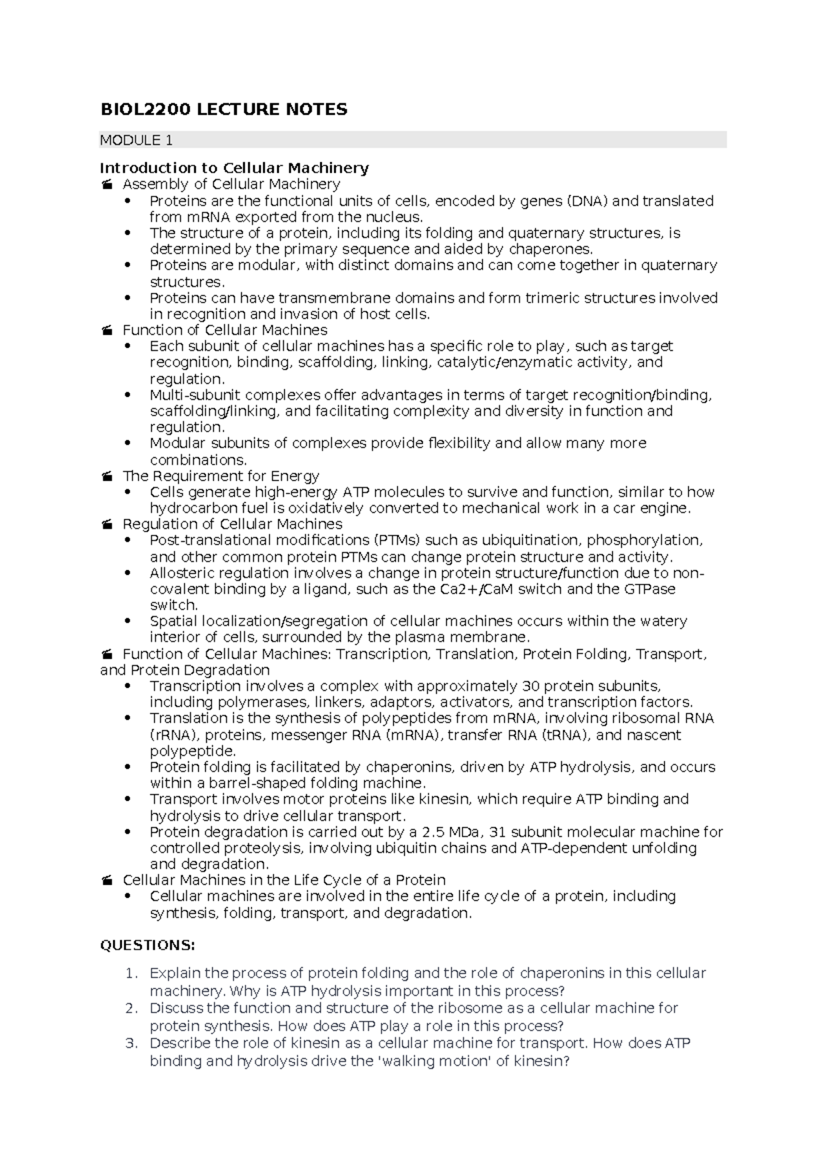BIOL2200 Lecture Notes - BIOL2200 LECTURE NOTES MODULE 1 Introduction ...