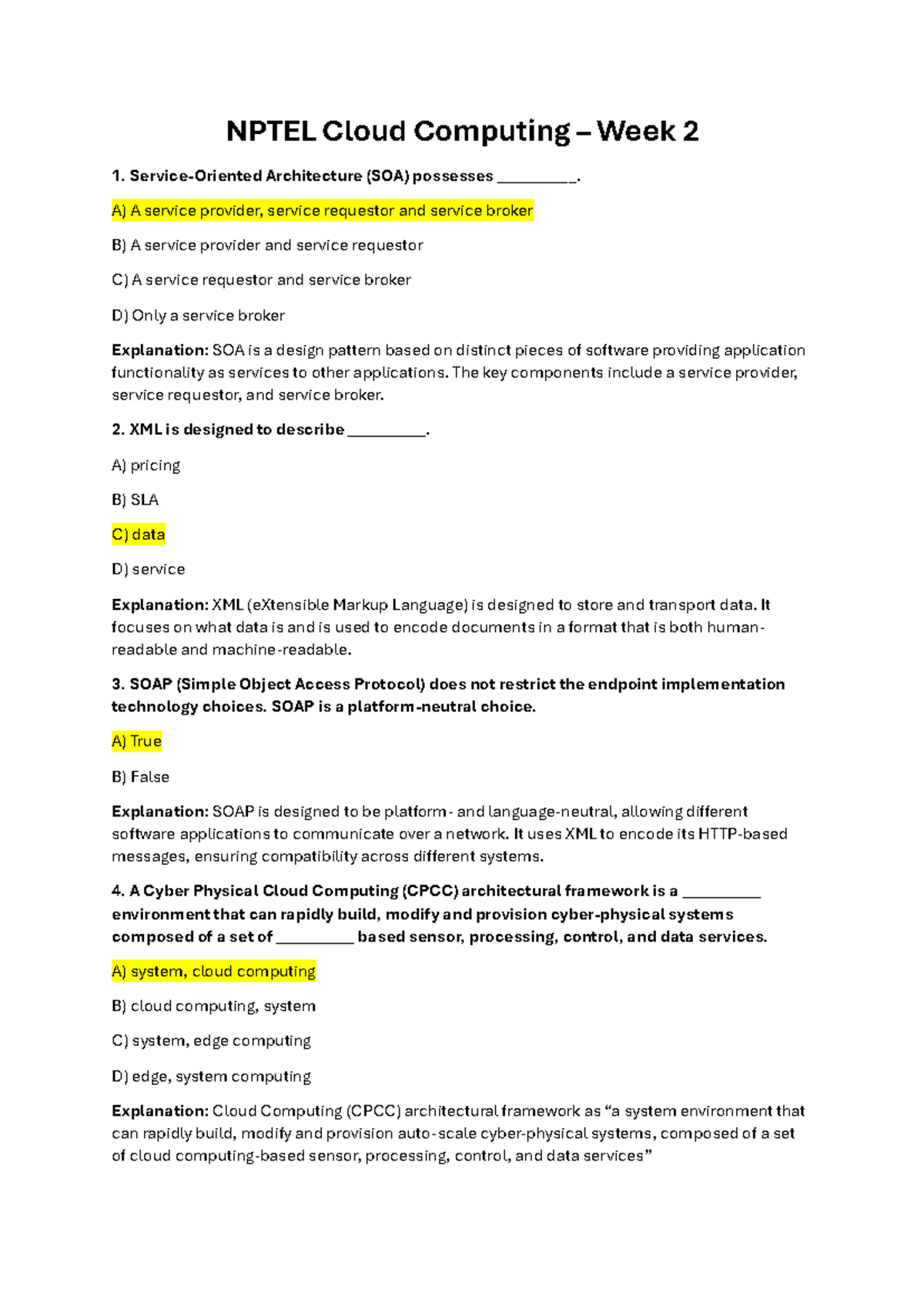 Nptel Cloud Computing Week 2 - NPTEL Cloud Computing – Week 2 Service-Oriented Architecture (SOA ...
