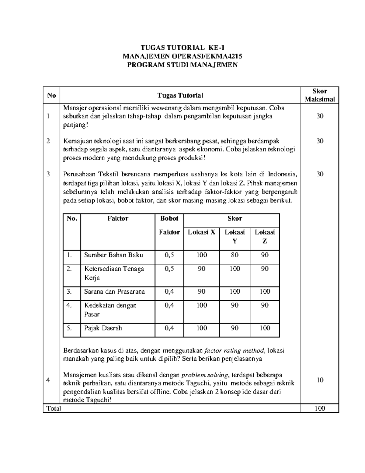 EKMA4215.76 Ikbar Yuharganta 042651691 - TUGAS TUTORIAL KE- MANAJEMEN OPERASI/EKMA PROGRAM STUDI ...