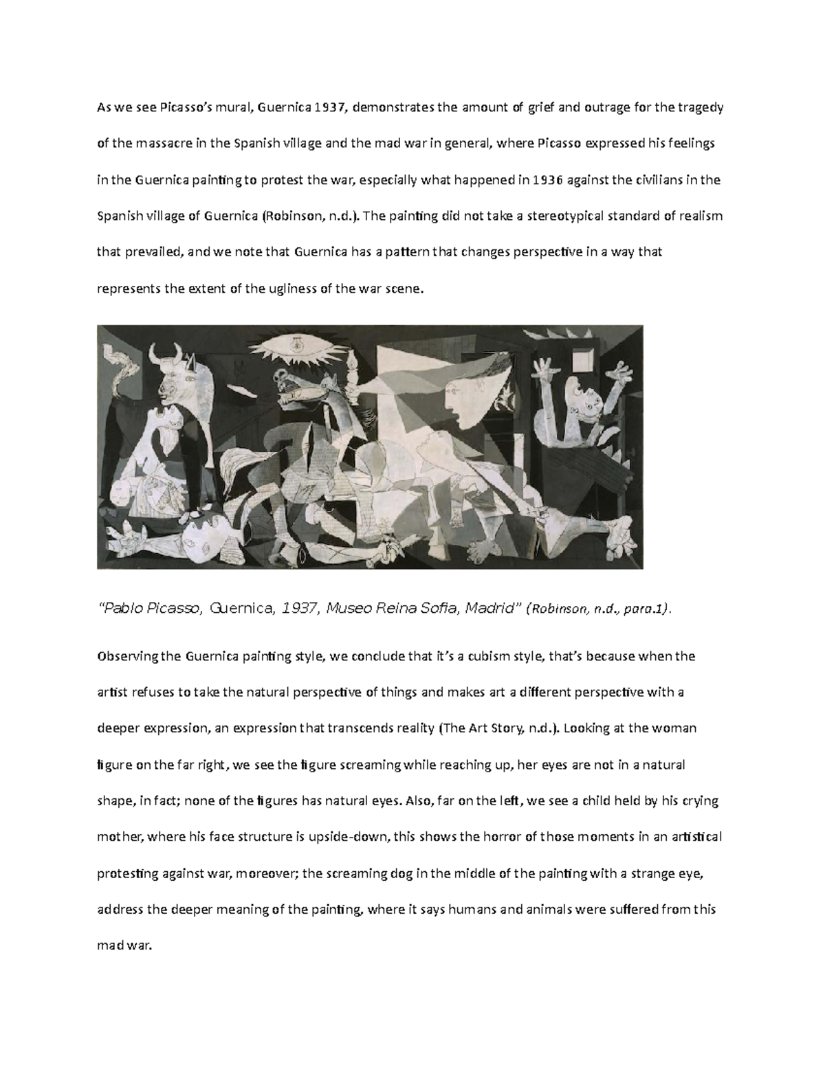 Discussion forum unit 7 - As we see Picasso’s mural, Guernica 1937 ...
