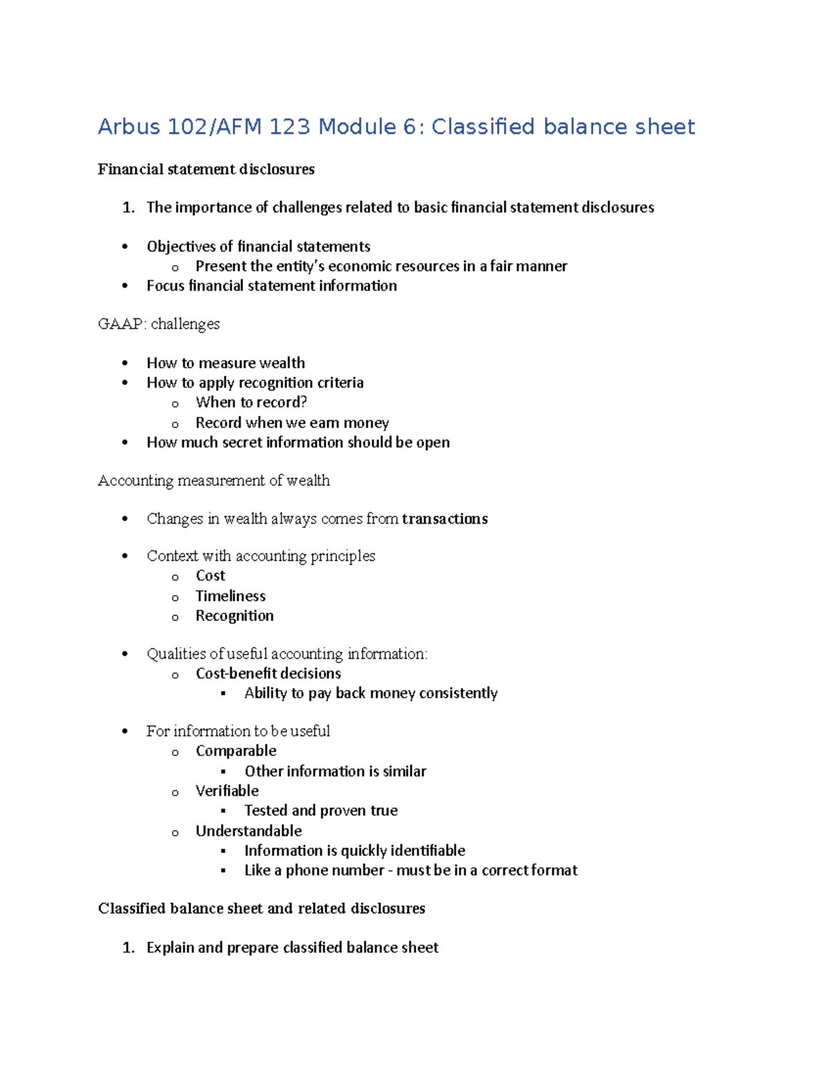Arbus 102:AFM 123 module 6 - Arbus 102/AFM 123 Module 6: Classified ...