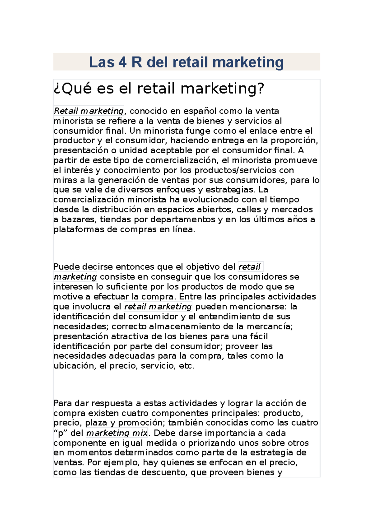Las 4 R del retail marketing - Las 4 R del retail marketing ¿Qué es el ...
