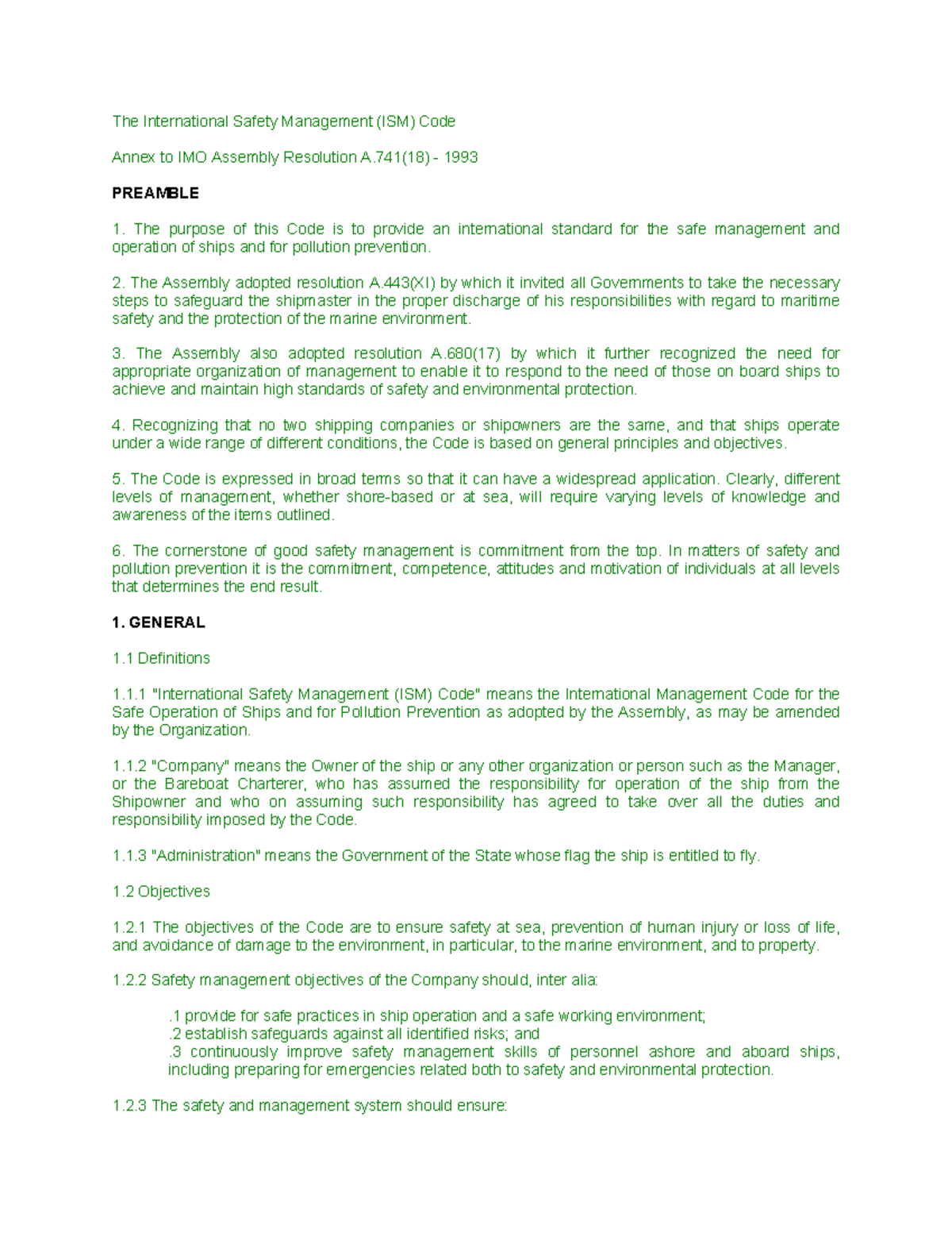 ISM Code - ISM Code - The International Safety Management (ISM) Code ...