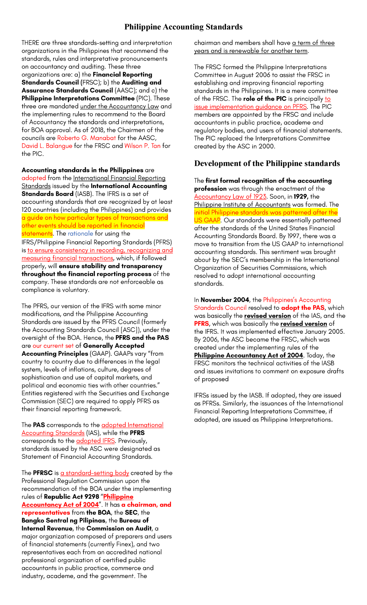 Philippine Accounting Standards - BS Accountancy - Philippine ...