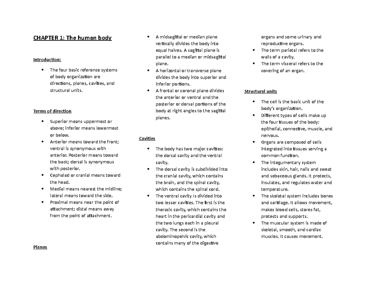 Anatomy& Physiology- ALL Topics - CHAPTER 1: The human body ...