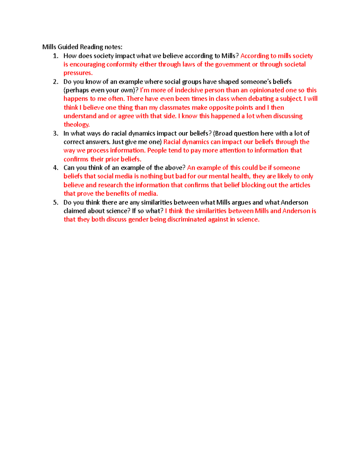 Mills Guided Reading notes - How does society impact what we believe ...