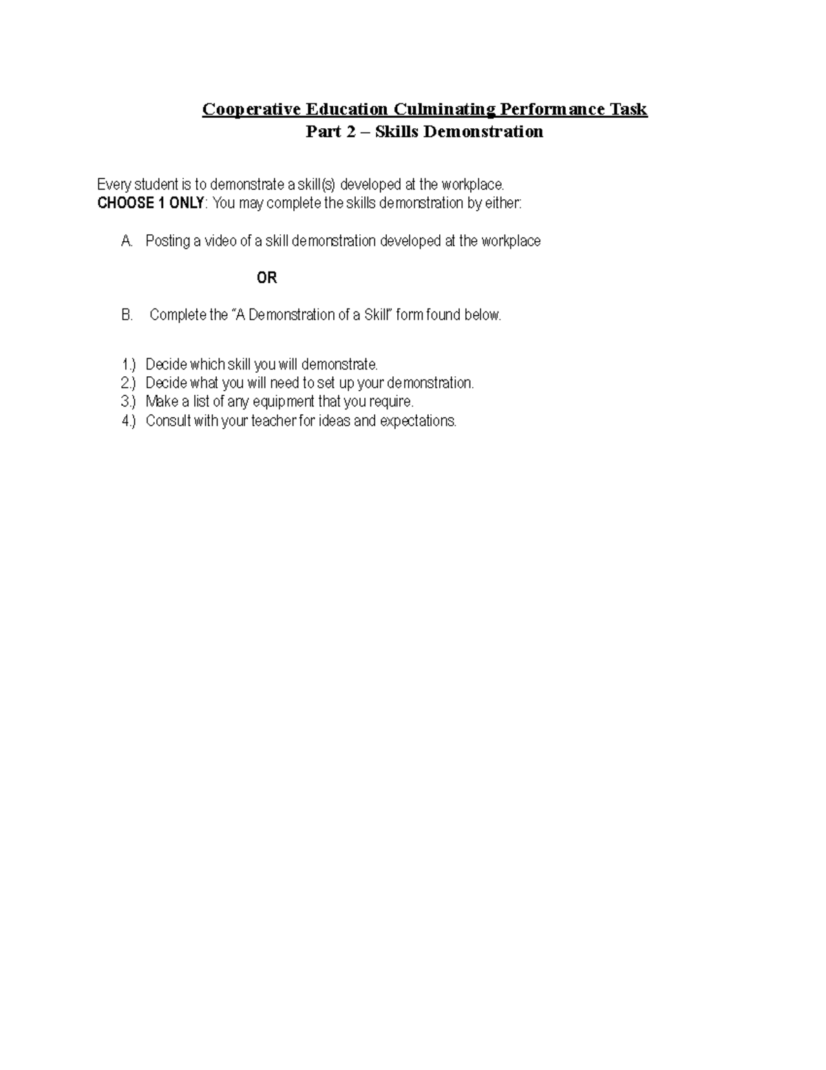 Co-op CPT Part 2 - Skills Demonstration - Cooperative Education ...