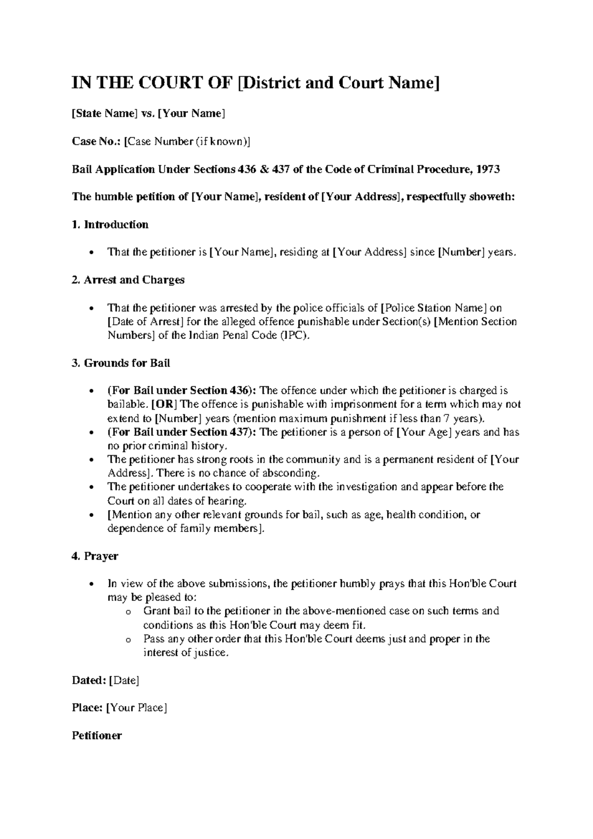 DPC drafts - IN THE COURT OF [District and Court Name] [State Name] vs ...