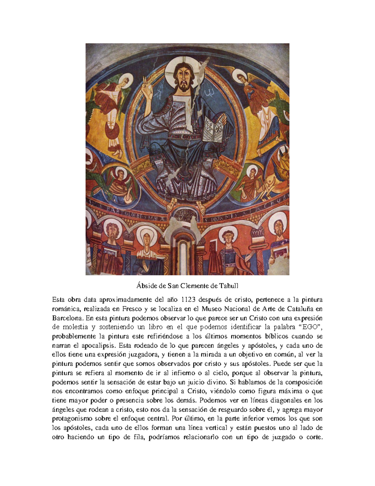 Analisis arte romano - Warning: TT: undefined function: 32 Ábside de San Clemente de Tahull Esta ...