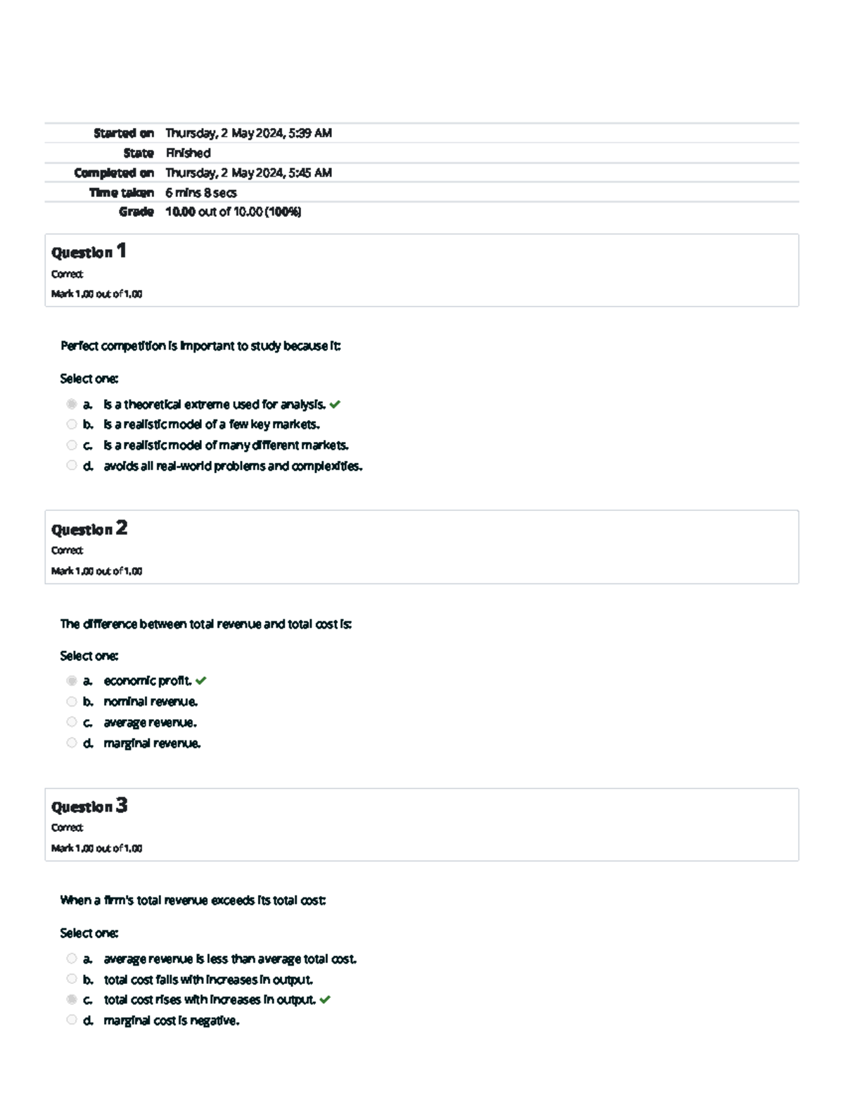 Self-Quiz Unit 4 - Chapter 9 - Started on Thursday, 2 May 2024, 5:39 AM ...