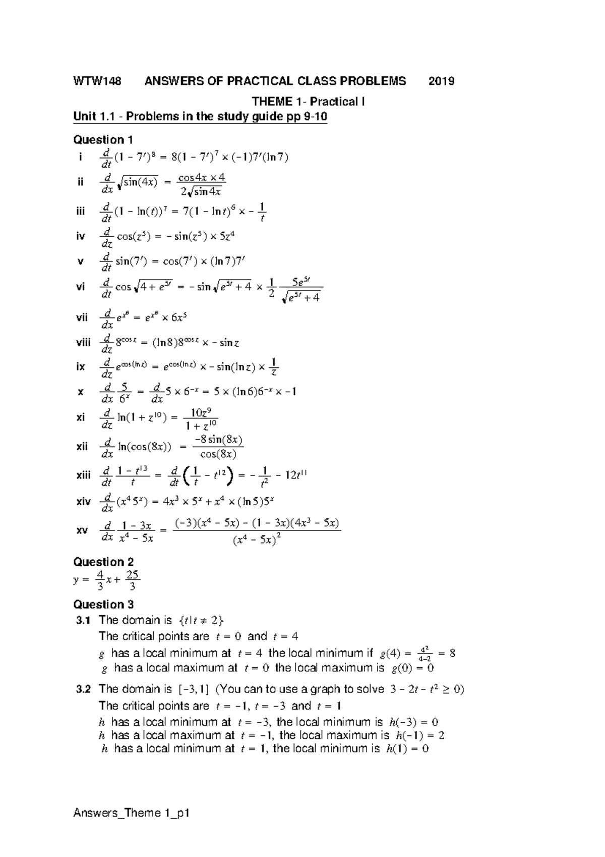 Memo For Practical 1 Wtw Tutorial Memo Wtw148 Answers Of Practical