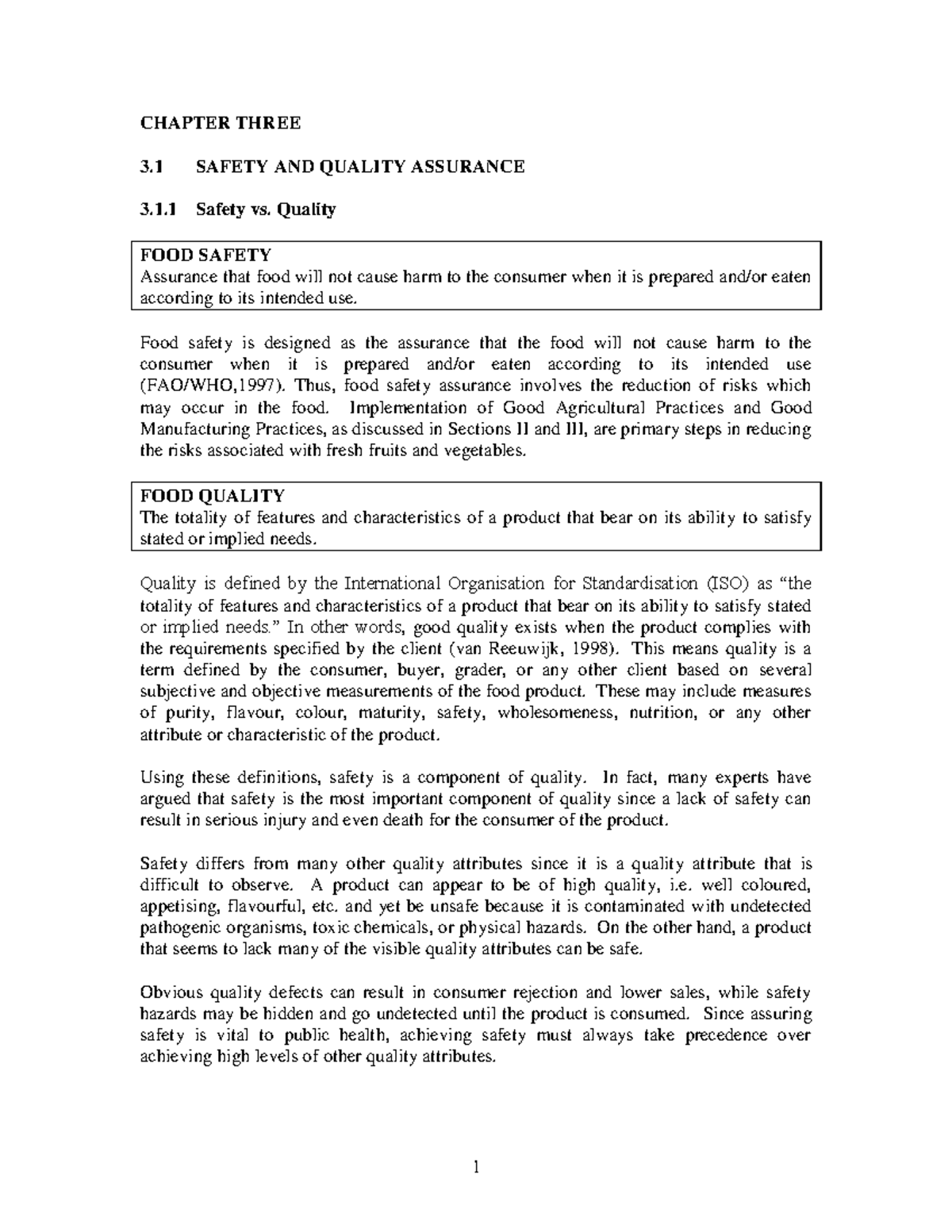 2022 Chapter 3 - Notes - CHAPTER THREE 3 SAFETY AND QUALITY ASSURANCE 3 ...