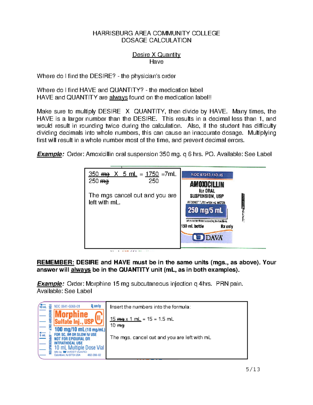 Desired quantity over have equation worksheet - HARRISBURG AREA ...