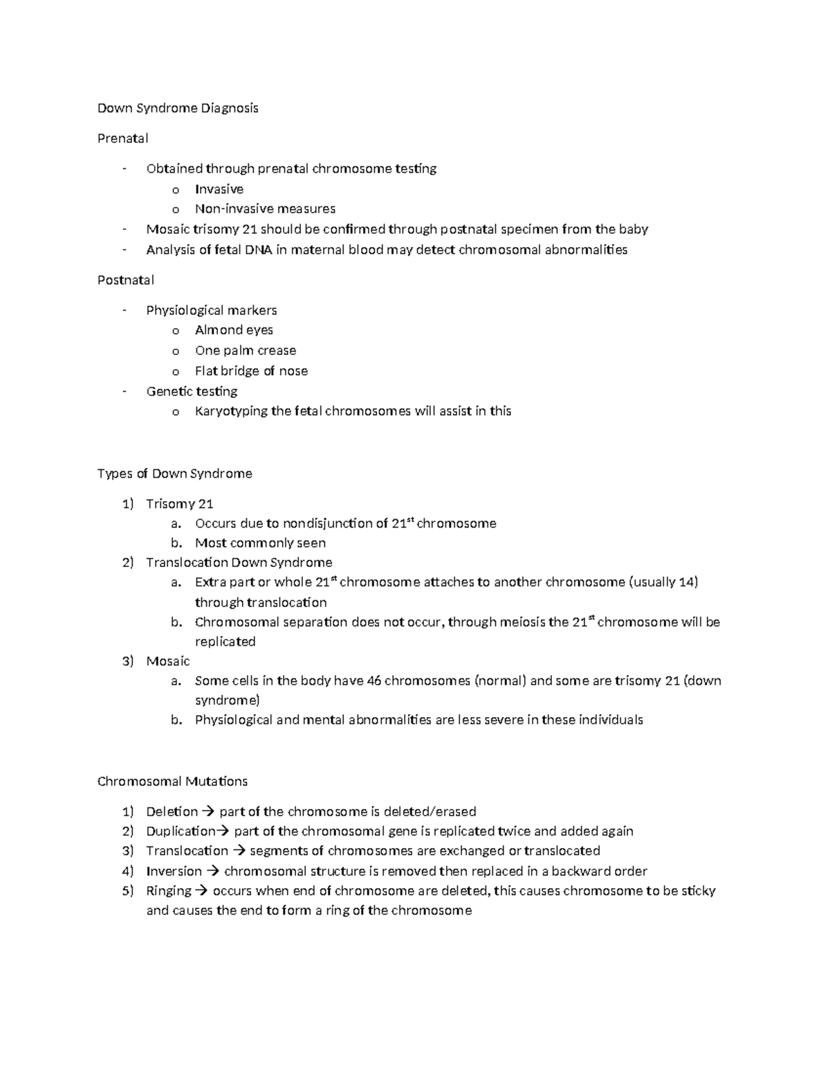 Gene 3b - Down syndrome Case study - Down Syndrome Diagnosis Prenatal ...