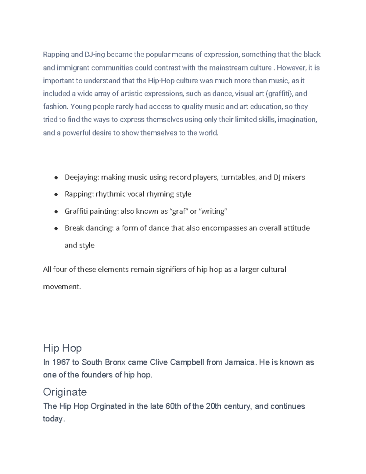 Notes on hip-hop - information for this paper to read psy201 - Rapping ...