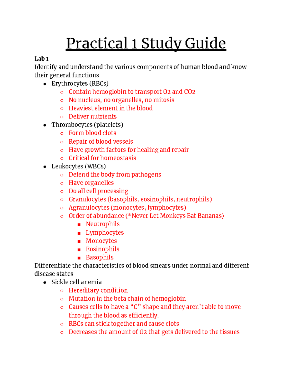 Answer key PNB 2265 practical 1 study guide - Practical 1 Study Guide Lab 1 Identify and ...