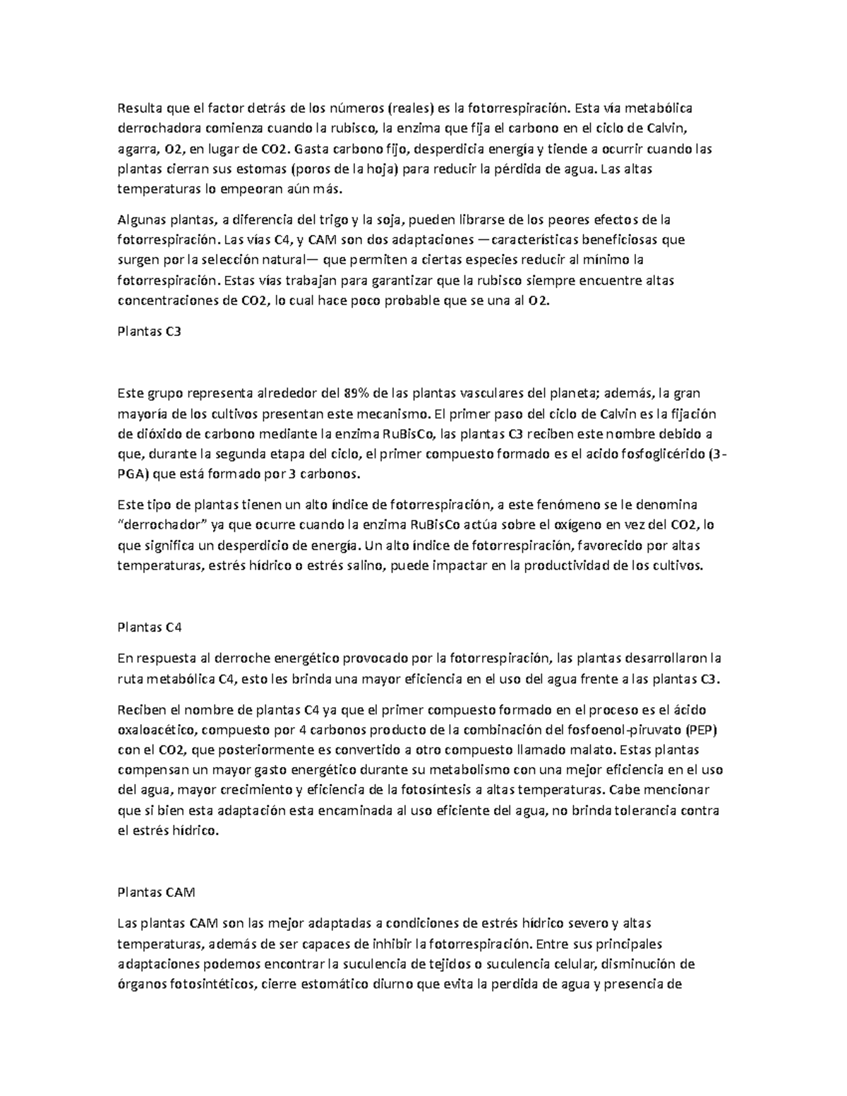 C3 c4 - trata de plantas c3 y c4 y ya - Resulta que el factor detrás de ...