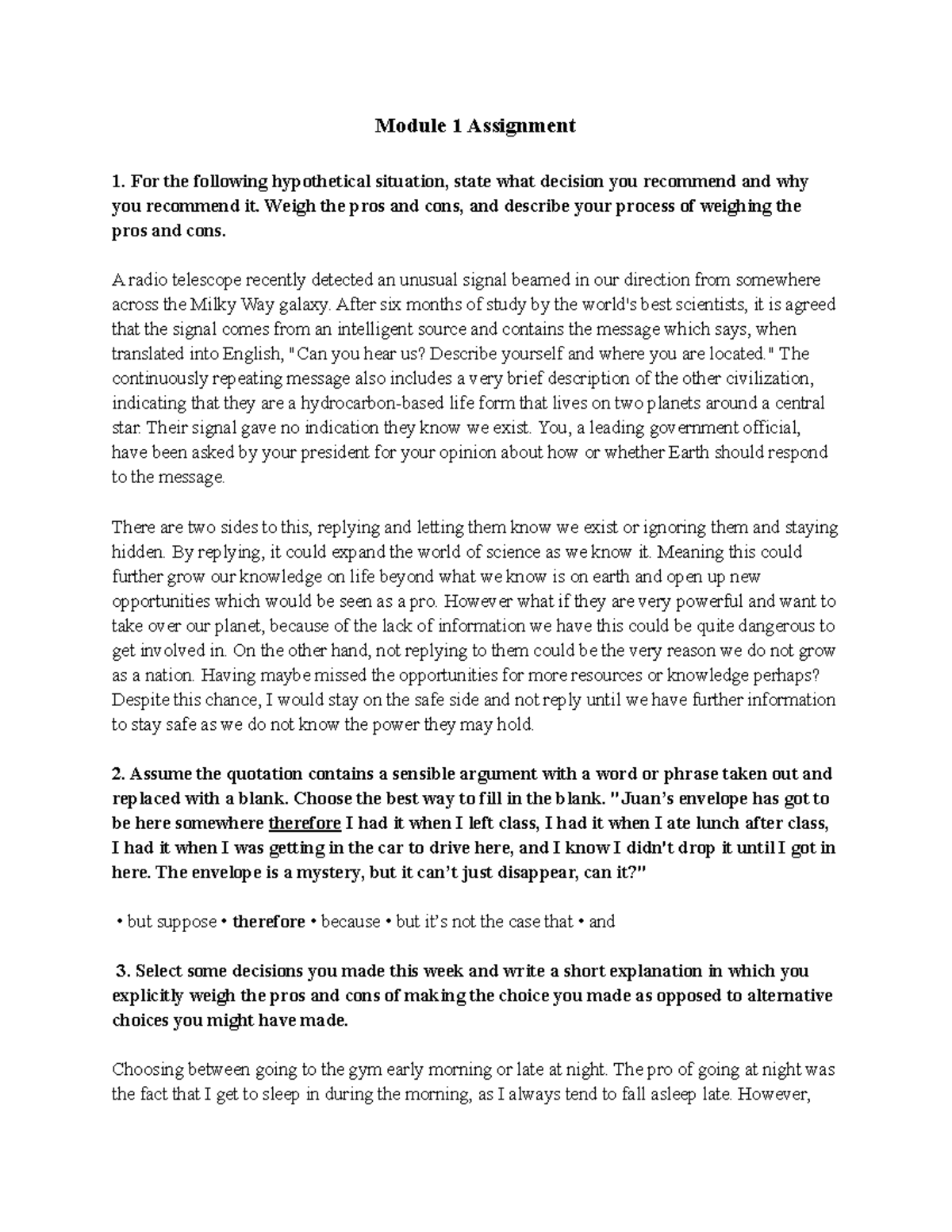 Module 1 -CPHL214 - Lecture powerpoint - Module 1 Assignment For the following hypothetical ...