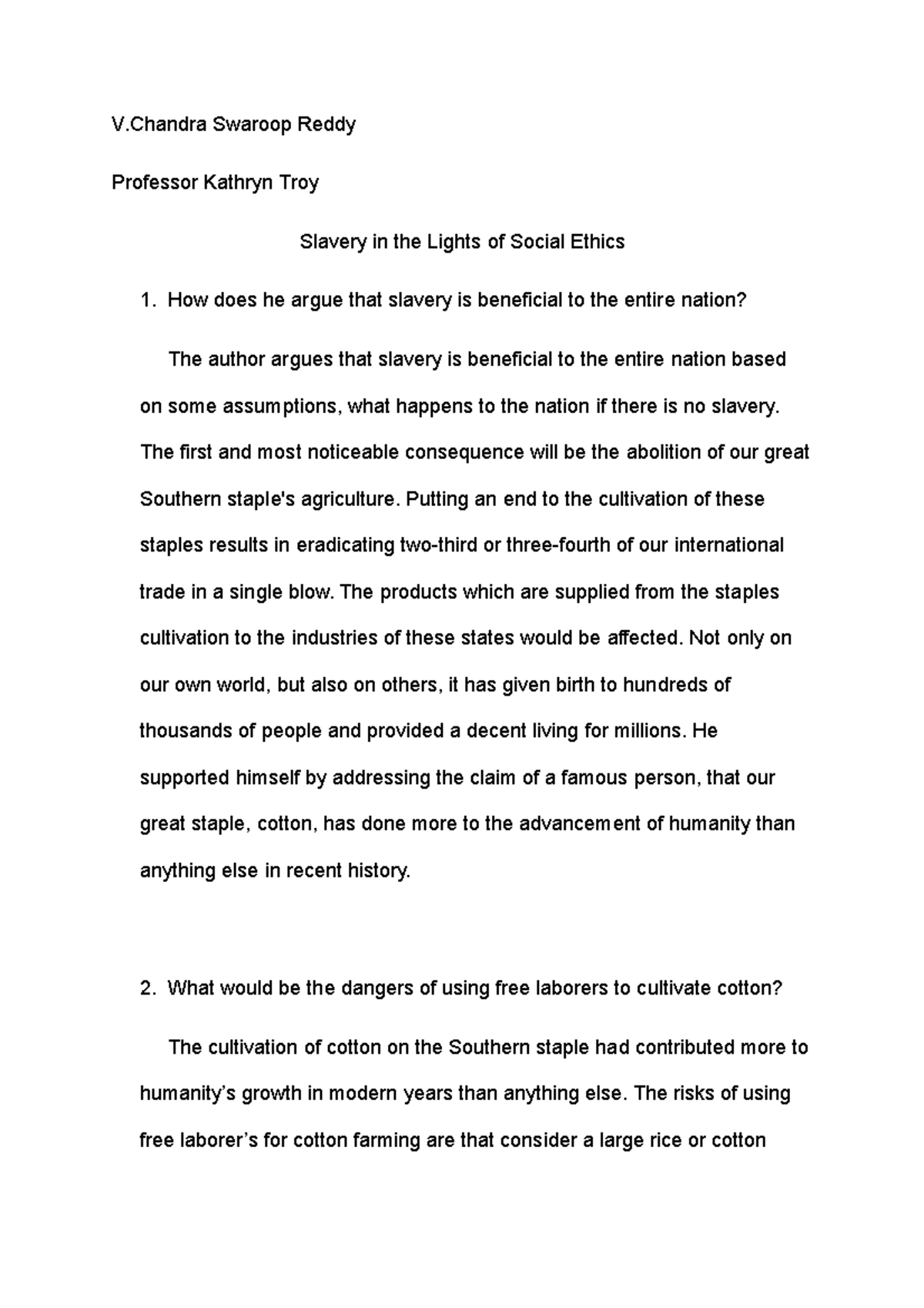 9. Slavery Debate (Q A) - V Swaroop Reddy Professor Kathryn Troy ...