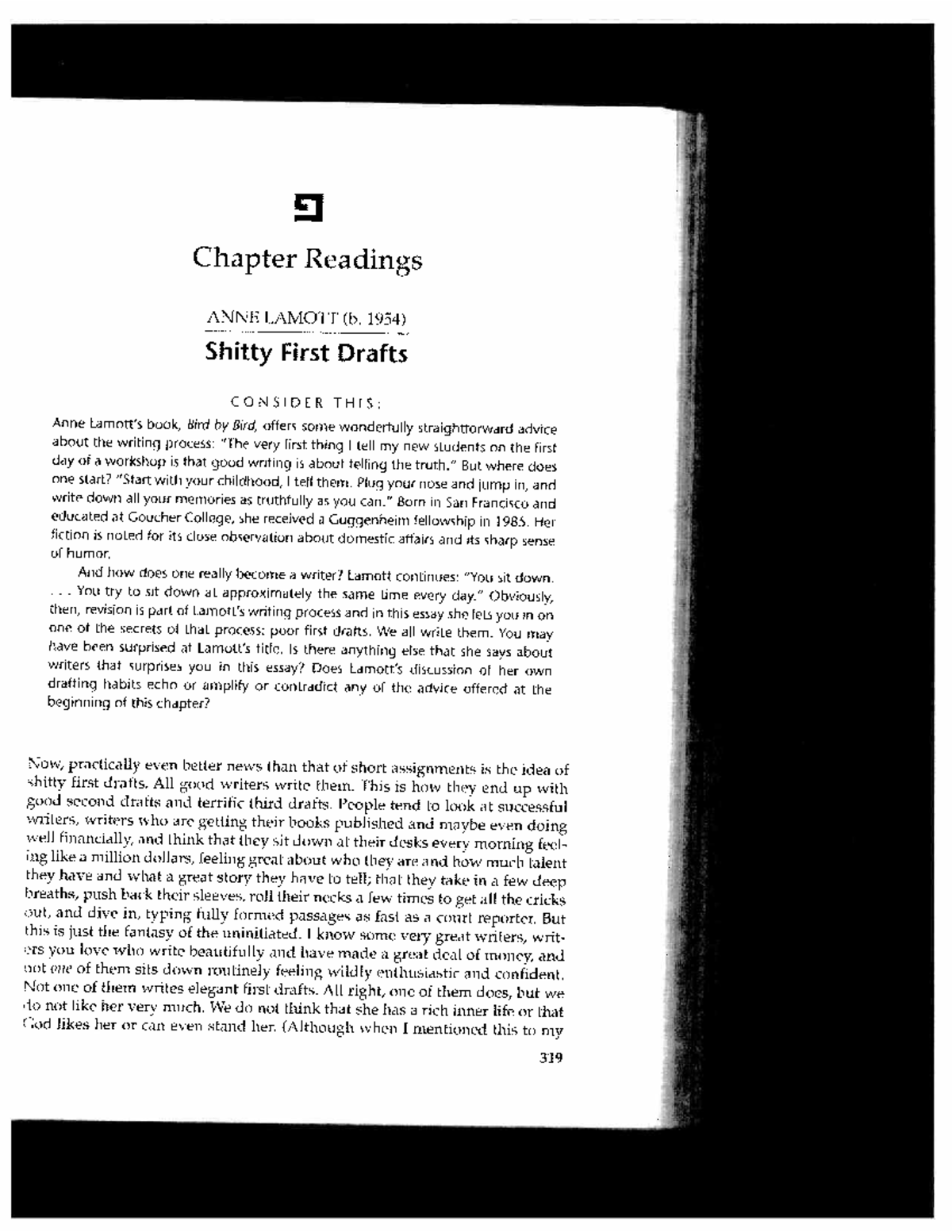 Lamott-Shitty First Drafts - COLWRIT R1A - Studocu