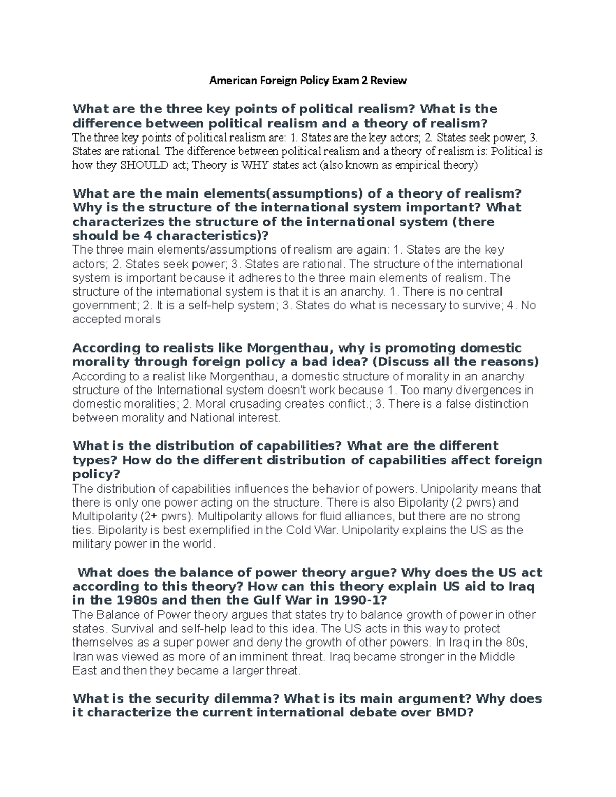 American Foreign Policy Exam 2 Review - American Foreign Policy Exam 2 ...