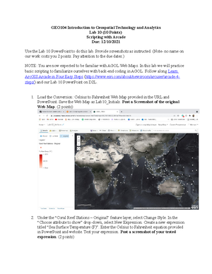 GEO104 Lab4A (1) - GEO104 Introduction to Geospatial Technology and ...