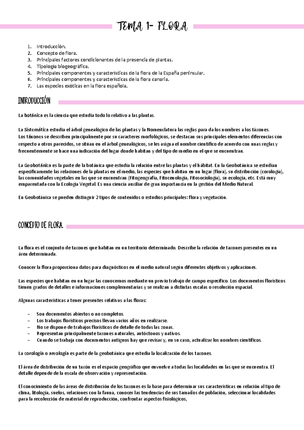 T1. Flora y vegetación - TEMA 1- FLORA 1. Introducción. 2. Concepto de ...