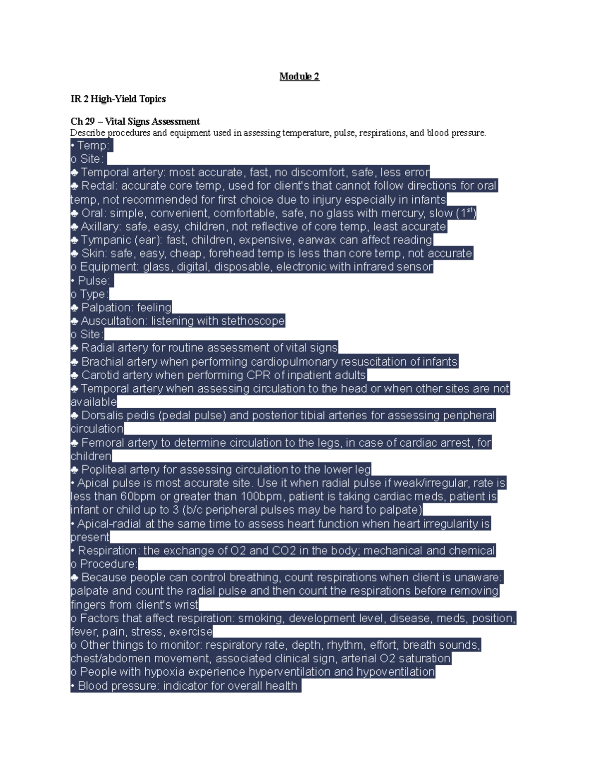 Module 2 High-Yield Topics - Module 2 IR 2 High-Yield Topics Ch 29 ...
