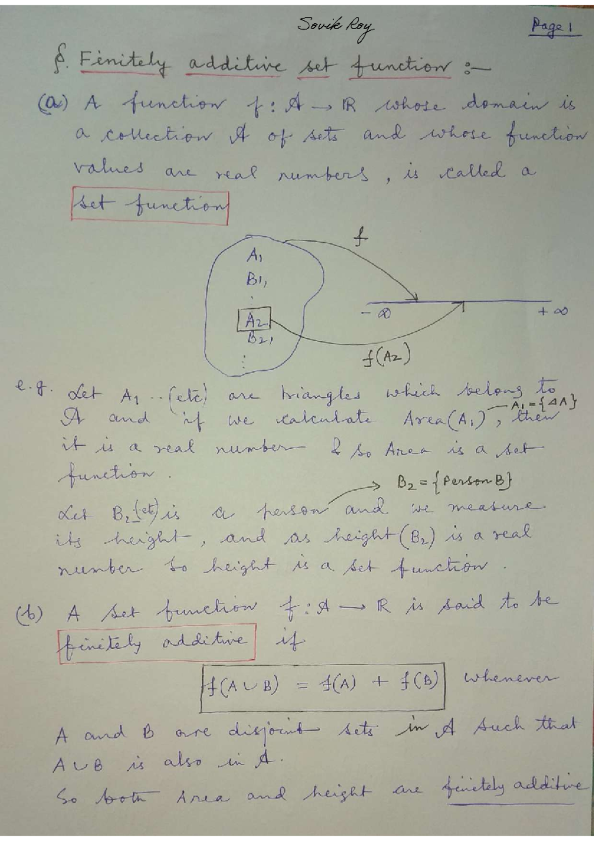 Finite sets notes - Sovik Roy Page I Finitely additive set (a) A ...