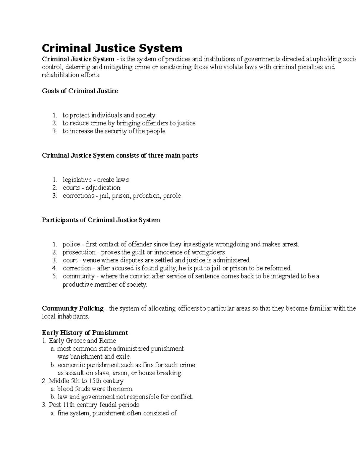 Criminal Justice - Notes - Criminal Justice System Criminal Justice ...