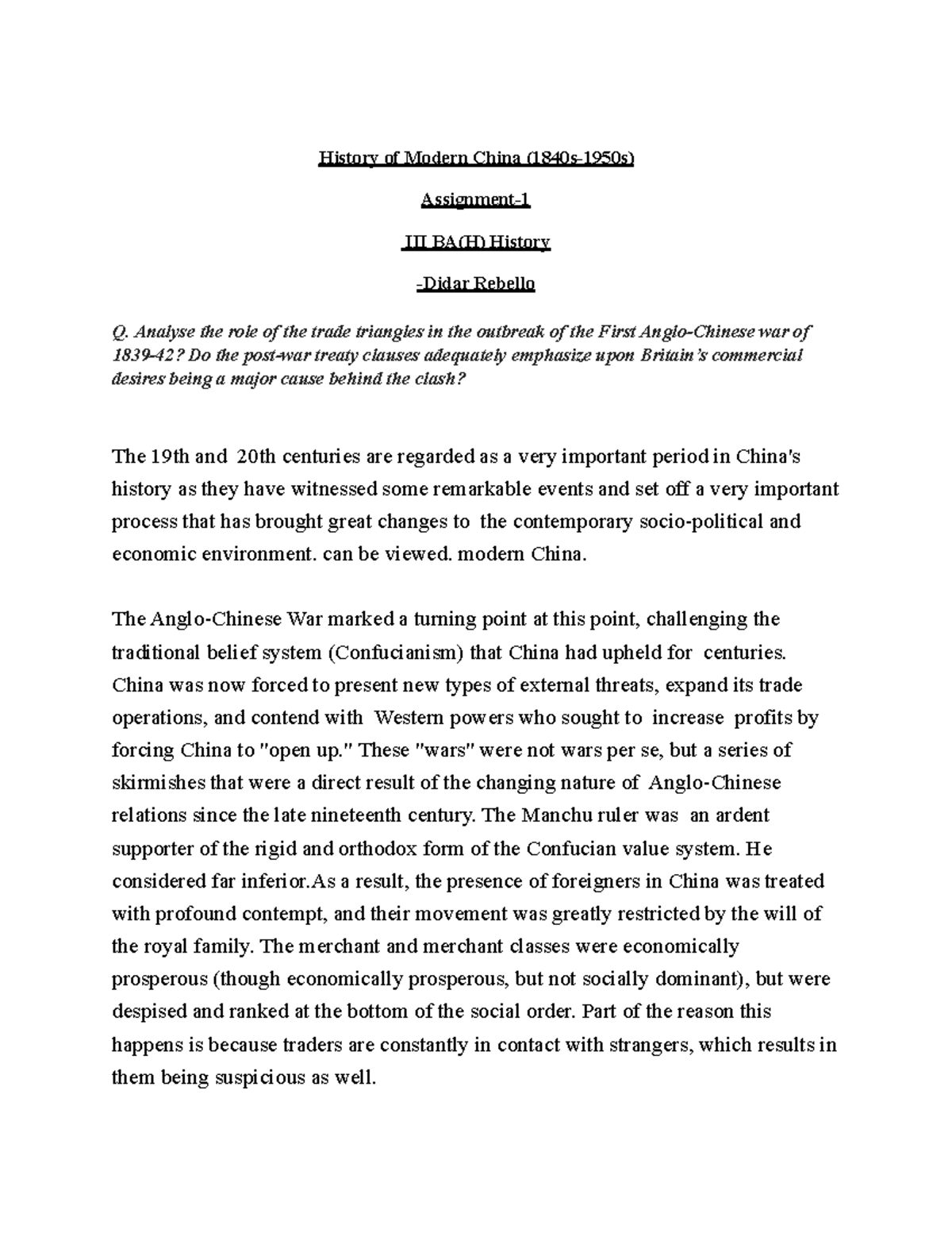 Opium wars essay china - History of Modern China (1840s-1950s ...