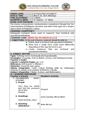 5A's Detailed Lesson Plan in English mass nouns - Detailed Lesson Plan ...