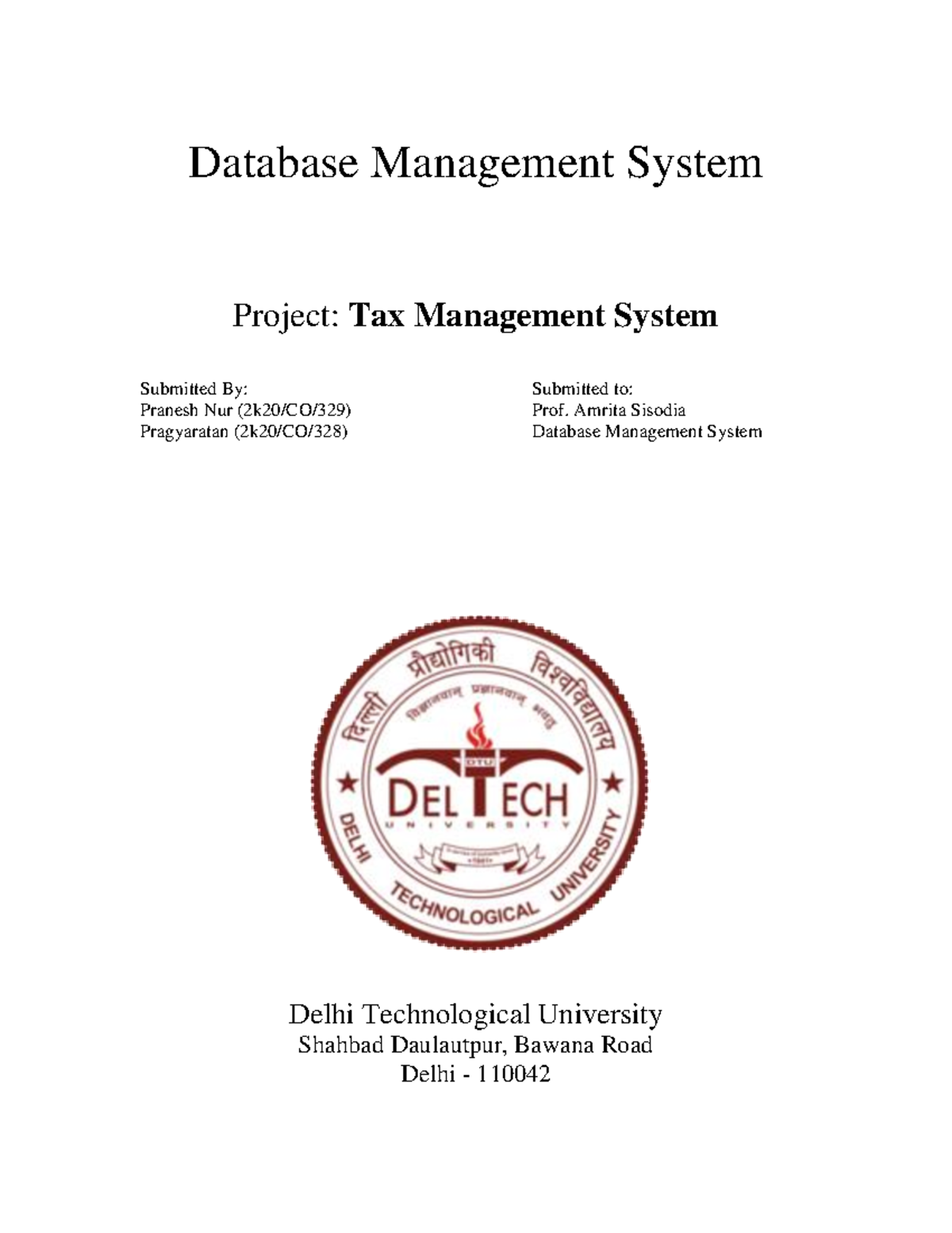 DBMSreport - Project report for dbms and os - Database Management ...