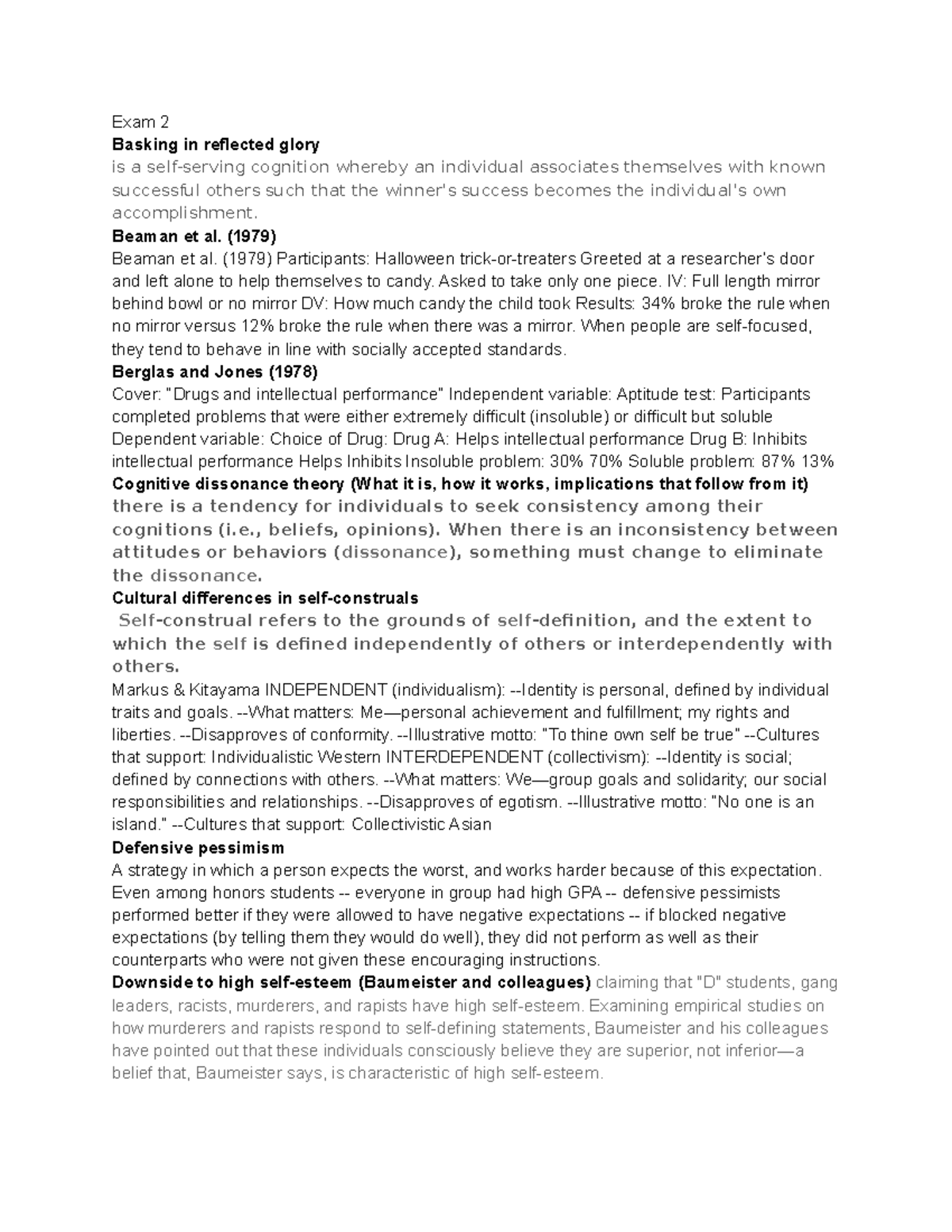 Social Psych Exam 2 - Exam 2 Study Guide - Warning: TT: more functions defined than expected ...