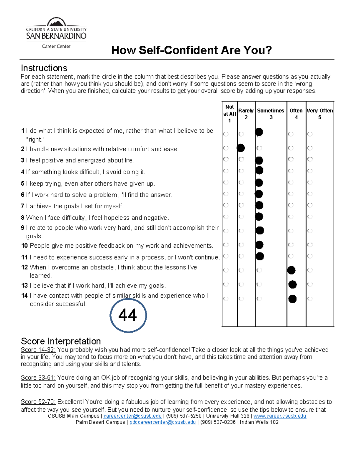 How Self-Confident Are You - How Self-Confident Are You? CSUSB Main ...