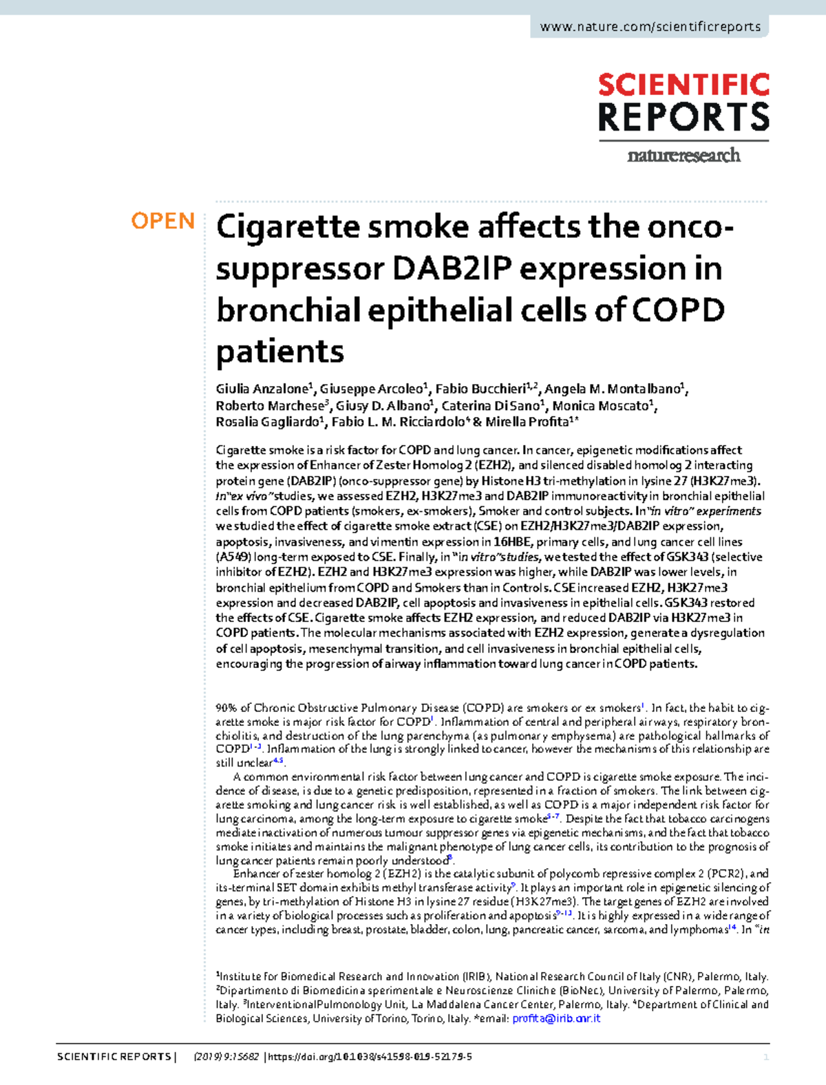 pulmonary inflammation in copd - nature/scientificreports Cigarette ...