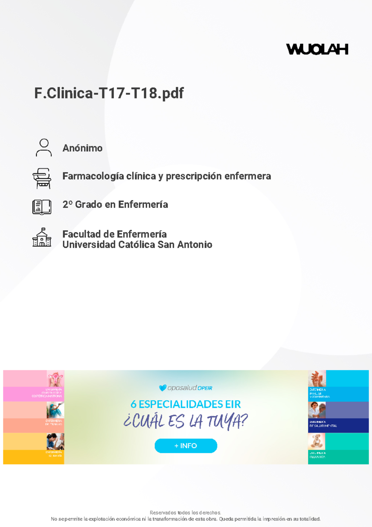 Wuolah-free-F - FARMA CLINICA 17-18 - F.Clinica-T17-T18 Anónimo Farmacología clínica y ...