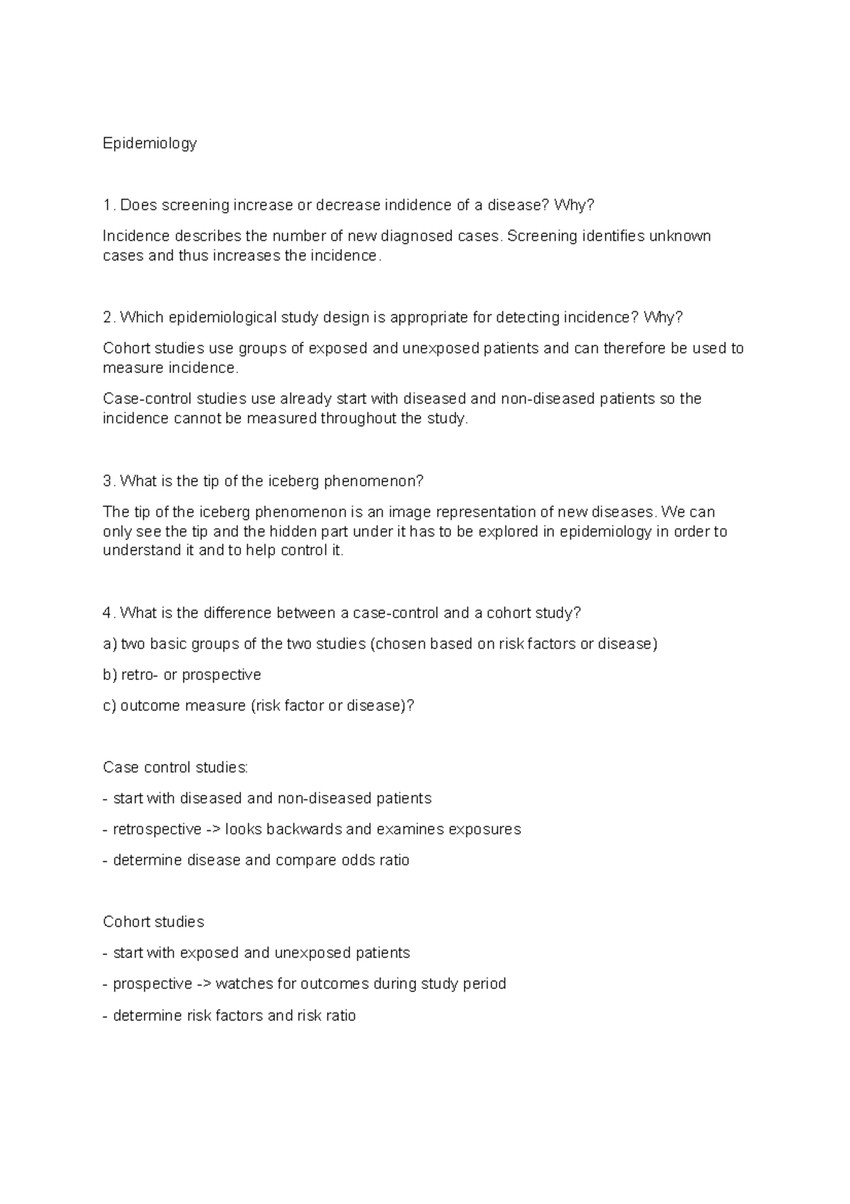 Assignment 2 - Homework: Epidemiology - Epidemiology Does screening ...