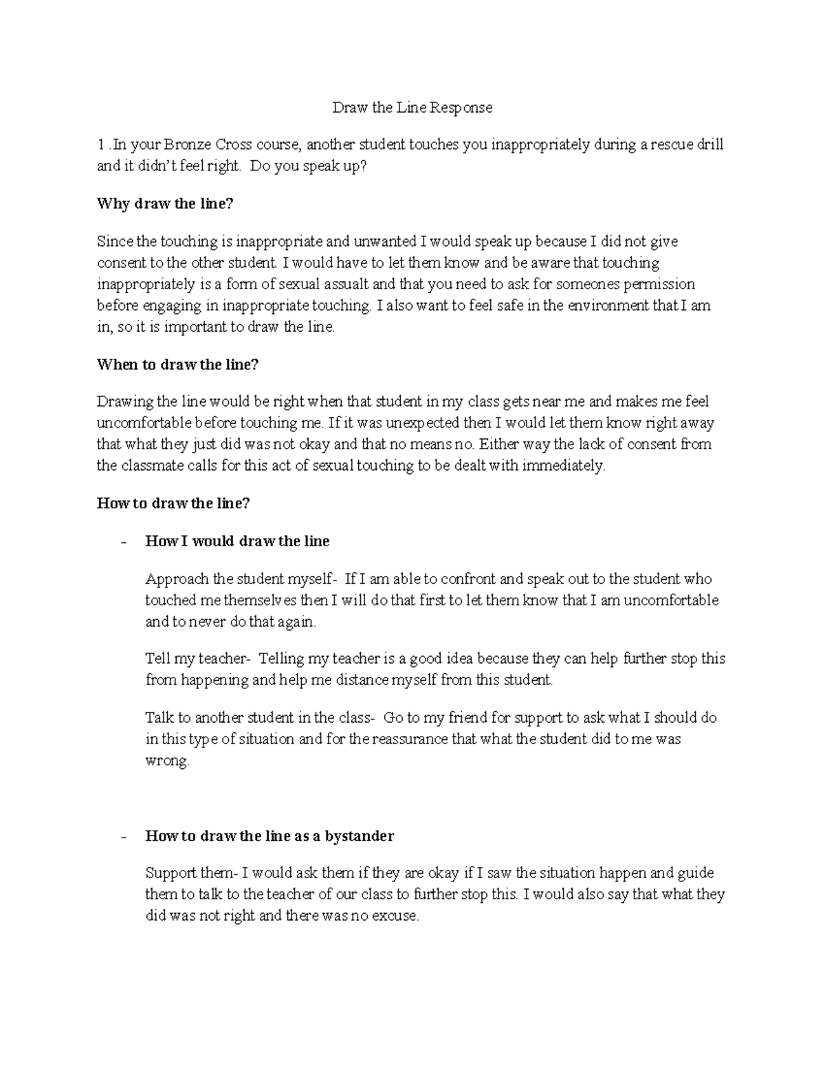 Draw the Line Response - This is used for further information - Draw ...