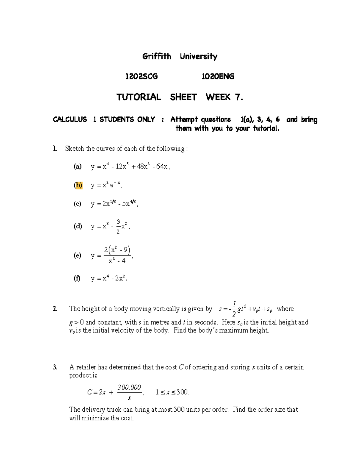 7 - 5fth week - Griffith University 1202SCG 1020ENG TUTORIAL SHEET WEEK ...
