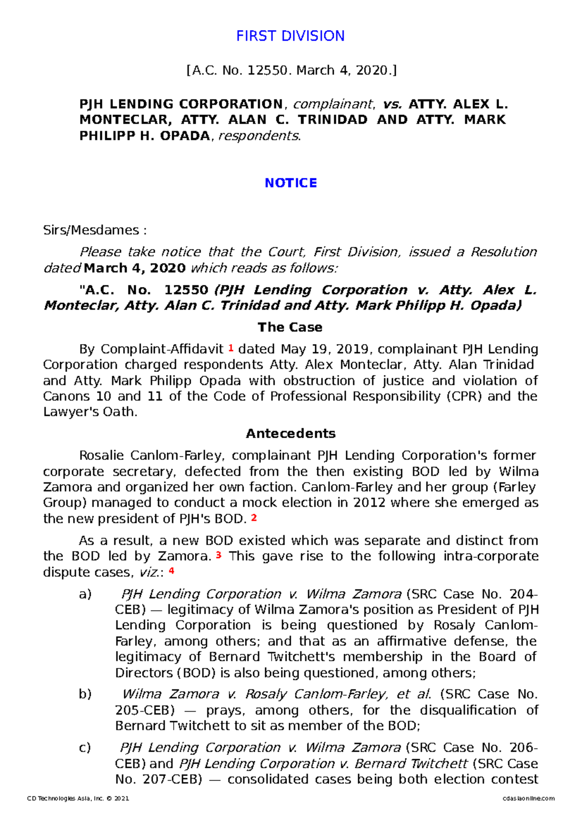 292547-2020-PJH Lending Corp - FIRST DIVISION [A. No. 12550. March 4 ...