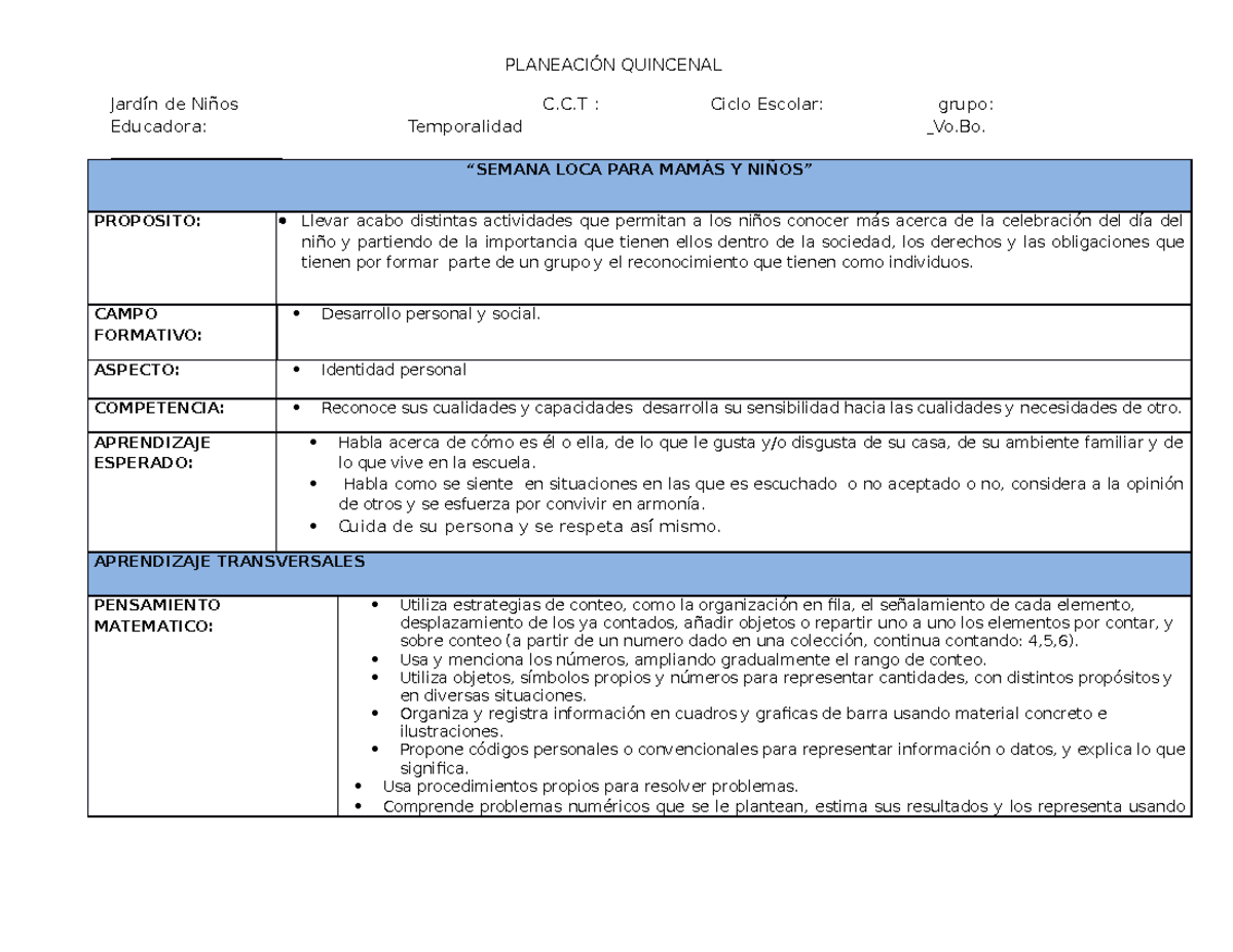 Semana LOCA PARA Mamas Y Niños - Jardín de Niños C.C : Ciclo Escolar ...