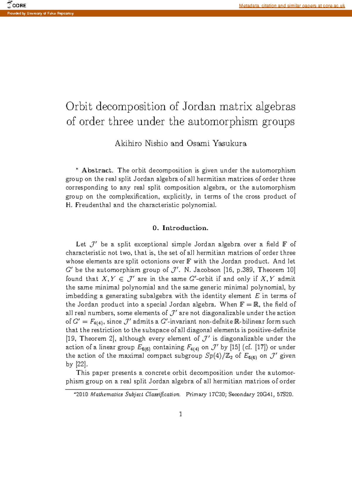 59041151 - Cours - Orbit decomposition of Jordan matrix algebras of ...